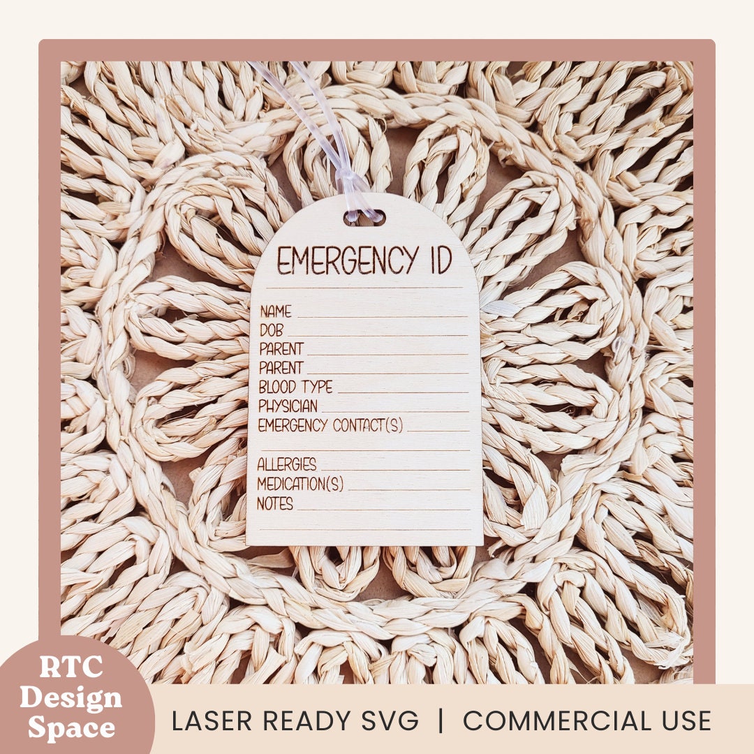 SVG Emergency ID Tag-car Seat Tag-emergency Identification Cut File ...