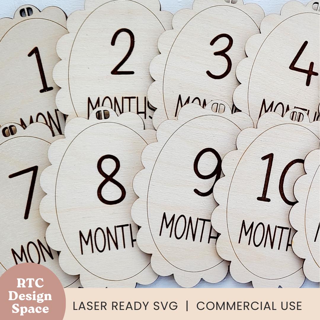 SVG Scalloped Monthly Milestones Baby Shower Gift Newborn Scallop Oval ...