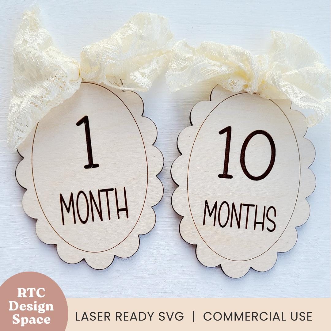 SVG Scalloped Monthly Milestones Baby Shower Gift Newborn Scallop Oval ...