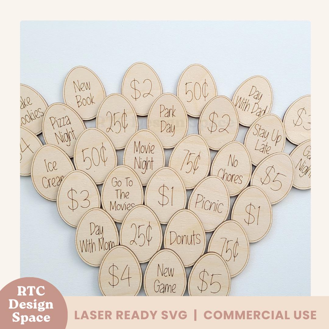 SVG Scoring Cut File Tokens Easter Egg Ticket for Kids Easter Bunny ...