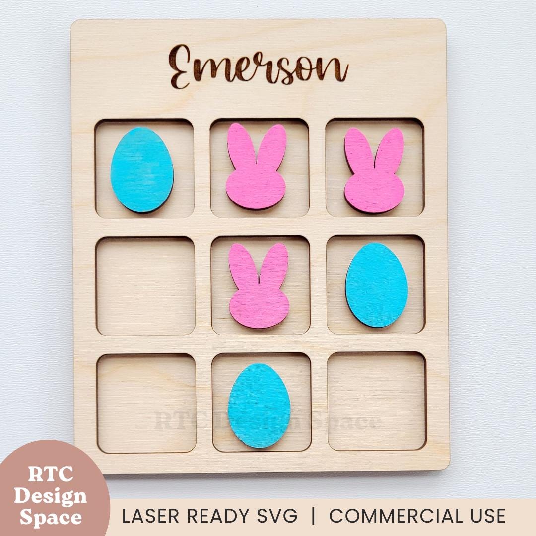 SVG Easter Bunny Tic Tac Toe Board Digital File Party Favors Sign ...