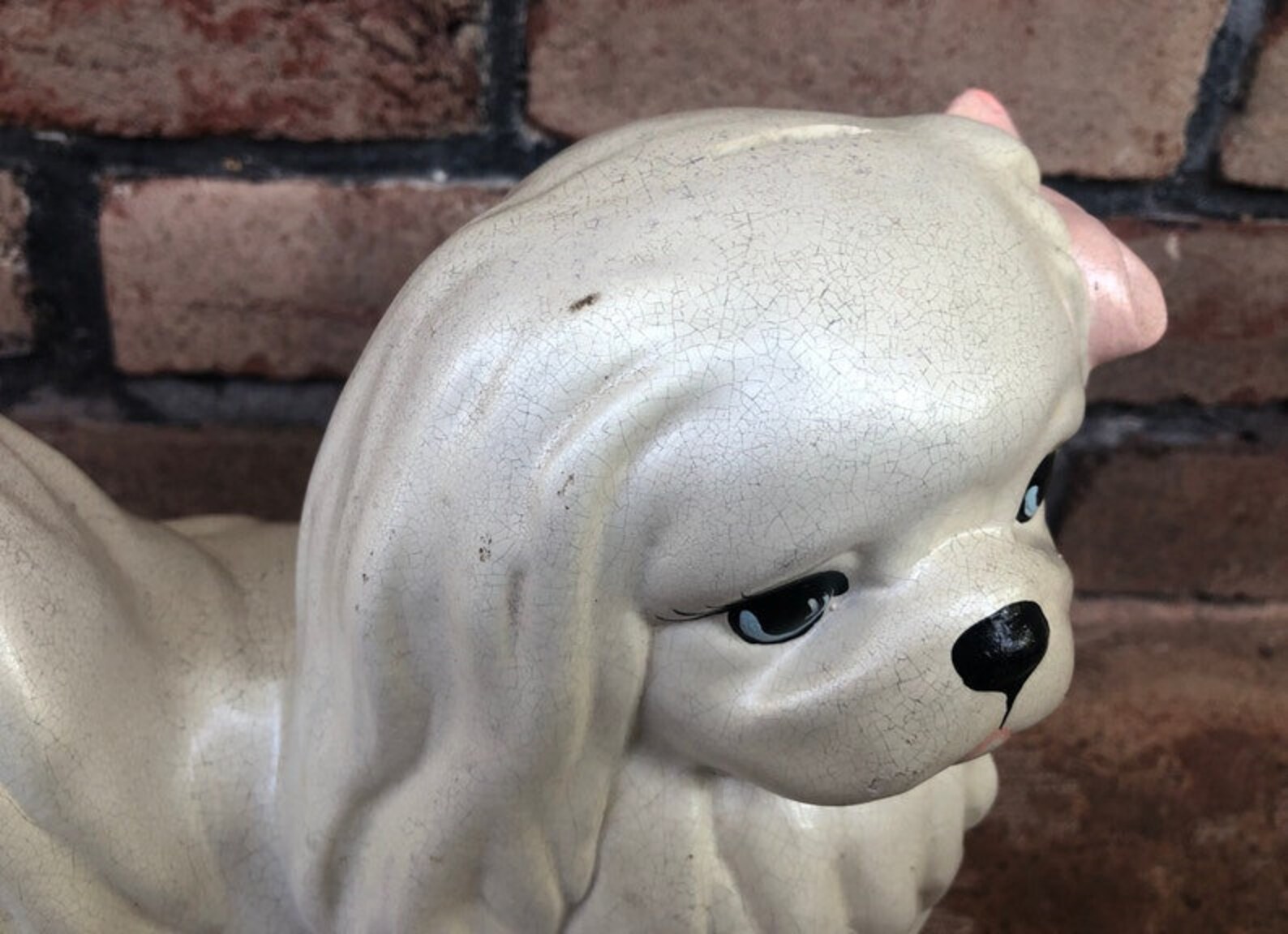 Vintage Large Ceramic Dog Bank White Shih Tzu Figurine - Etsy