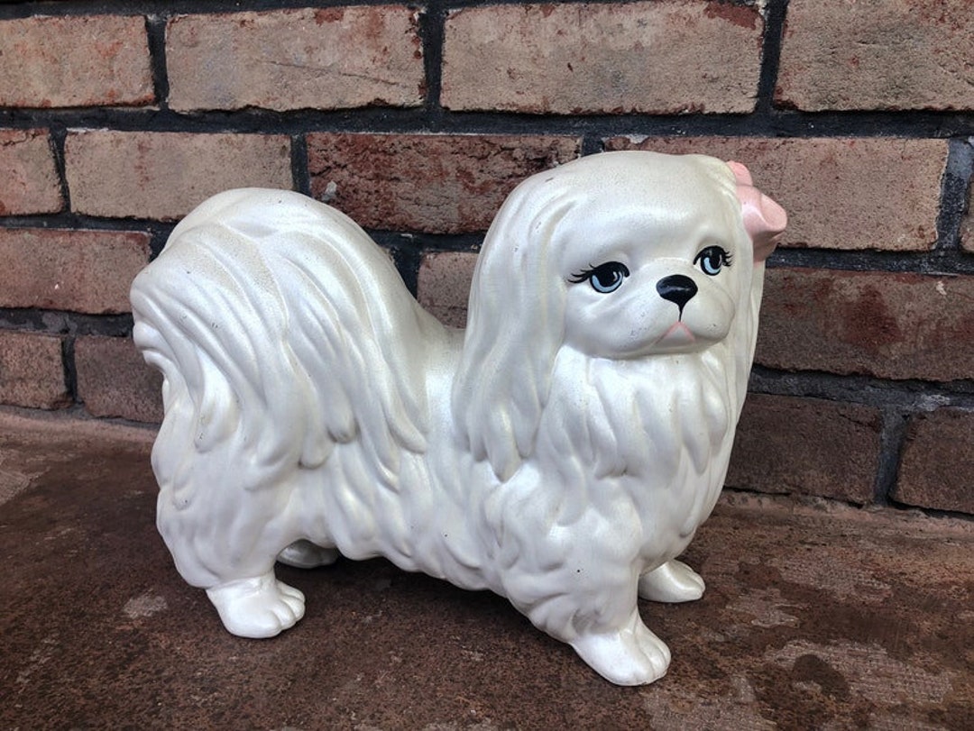 Vintage Large Ceramic Dog Bank White Shih Tzu Figurine - Etsy