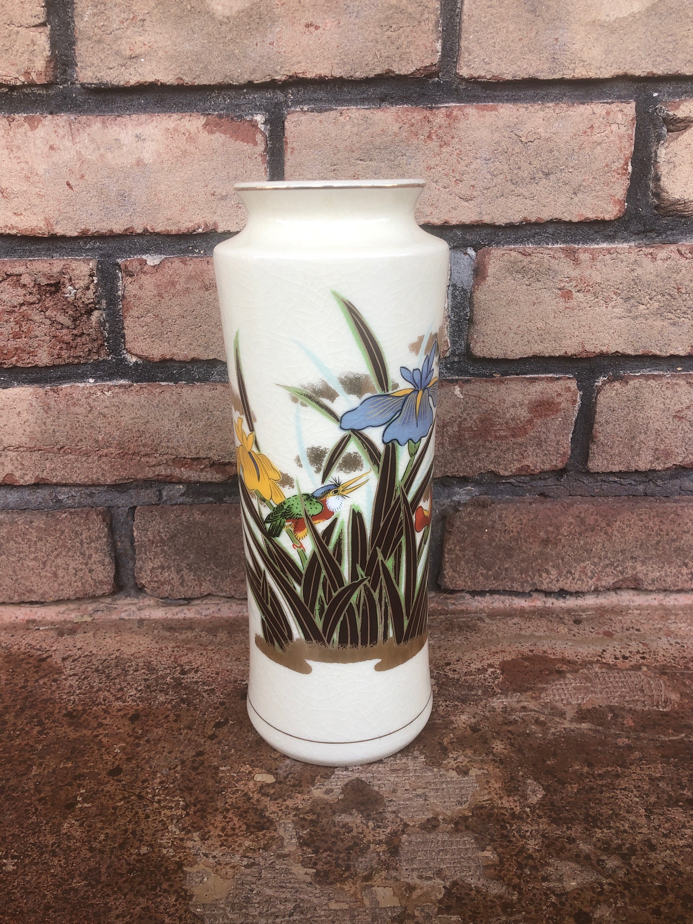 Vintage Japanese Iris Vase Toyo Japan Flower Vase Iris - Etsy