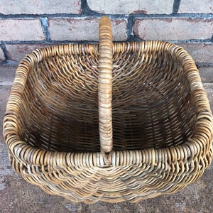 Vintage Market Basket, Large Rustic Basket, Gathering Basket, Harvest ...