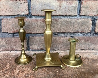Brass Candlesticks Set of 3 Vintage Candlesticks Brass Candlestick ...