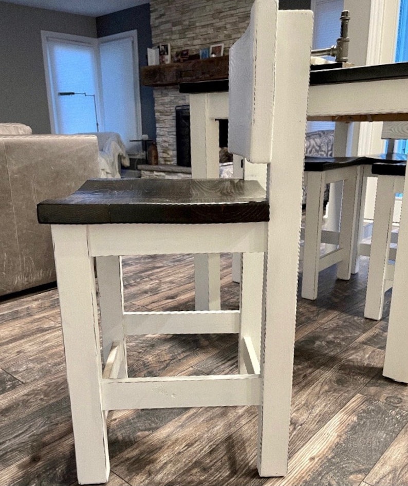 Bar Stool With Back Wood Pub Stool With Back Rest Rustic Bar - Etsy