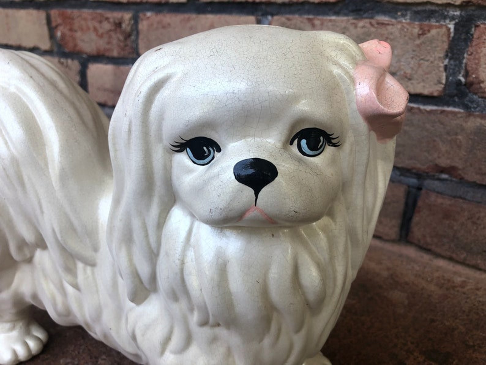 Vintage Large Ceramic Dog Bank White Shih Tzu Figurine - Etsy