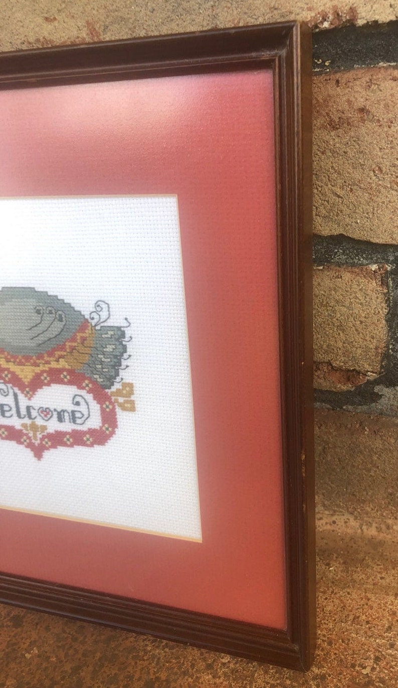 Vintage Needlepoint Welcome Art Framed Cross Stitch Artwork - Etsy