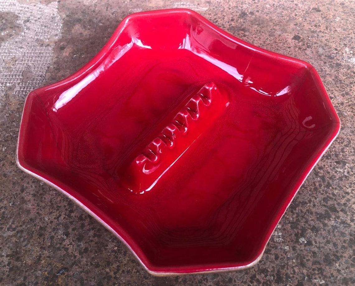 Mid Century Red Ash Tray Large Square Ashtray Wood Grain - Etsy