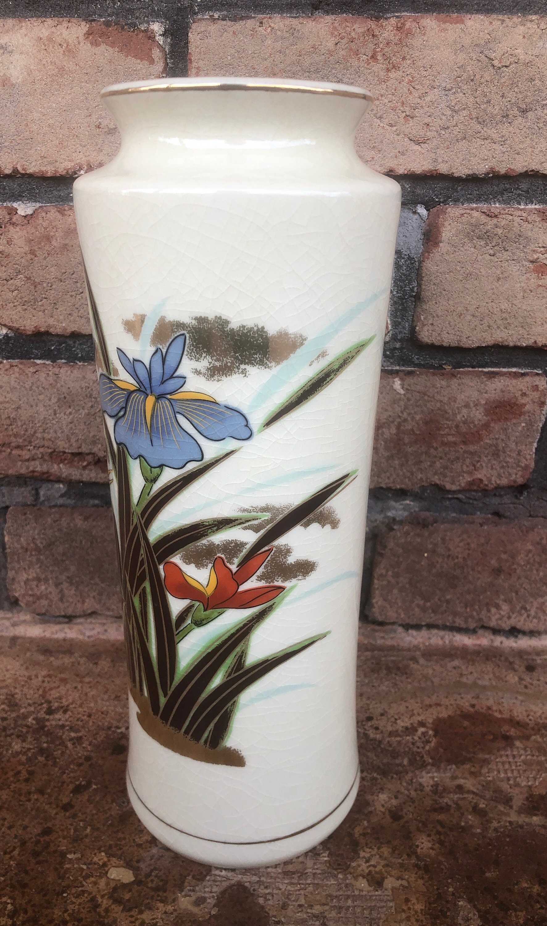 Vintage Japanese Iris Vase Toyo Japan Flower Vase Iris - Etsy