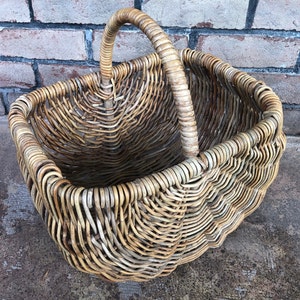 Vintage Market Basket, Large Rustic Basket, Gathering Basket, Harvest ...