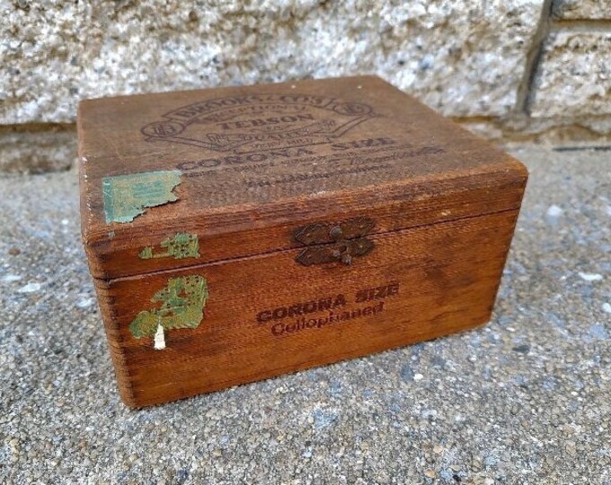 Vintage Brooks and Co's Cigar Box, Corona, Tebson, Solid Wood, Trinket ...