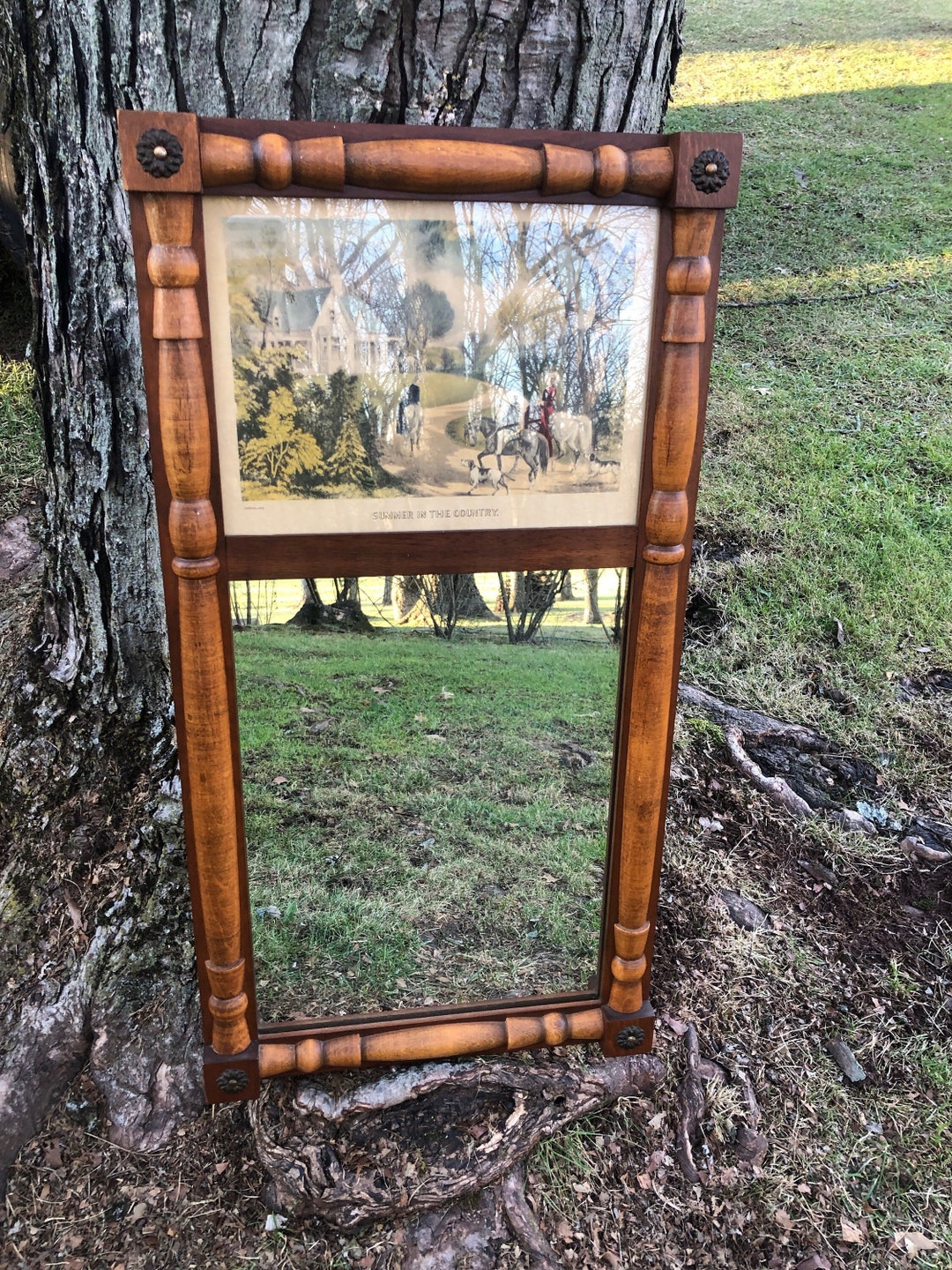 Vintage Mirror, Currier and Ives Print Mirror, Summer in the Country ...