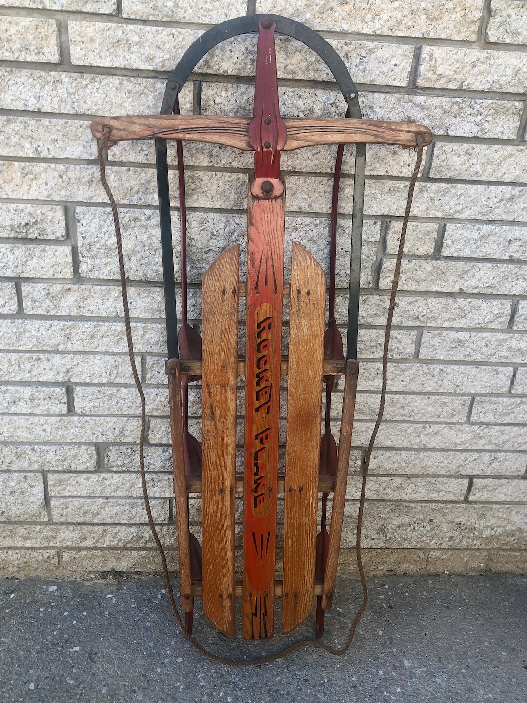 Vintage Rocket Plane Sled Vintage Wood Sled Metal Rails - Etsy