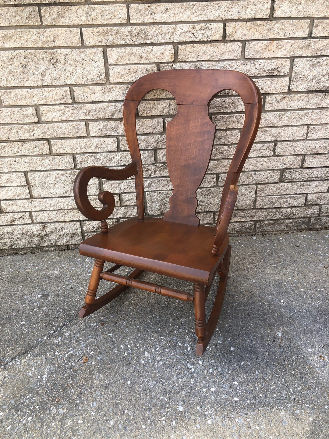 Vintage Wood Rocking Chair, Large Wood Rocker, Rounded Neck Rocking ... Vintage Wood Rocking Chair, Large Wood Rocker, Rounded Neck Rocking ...