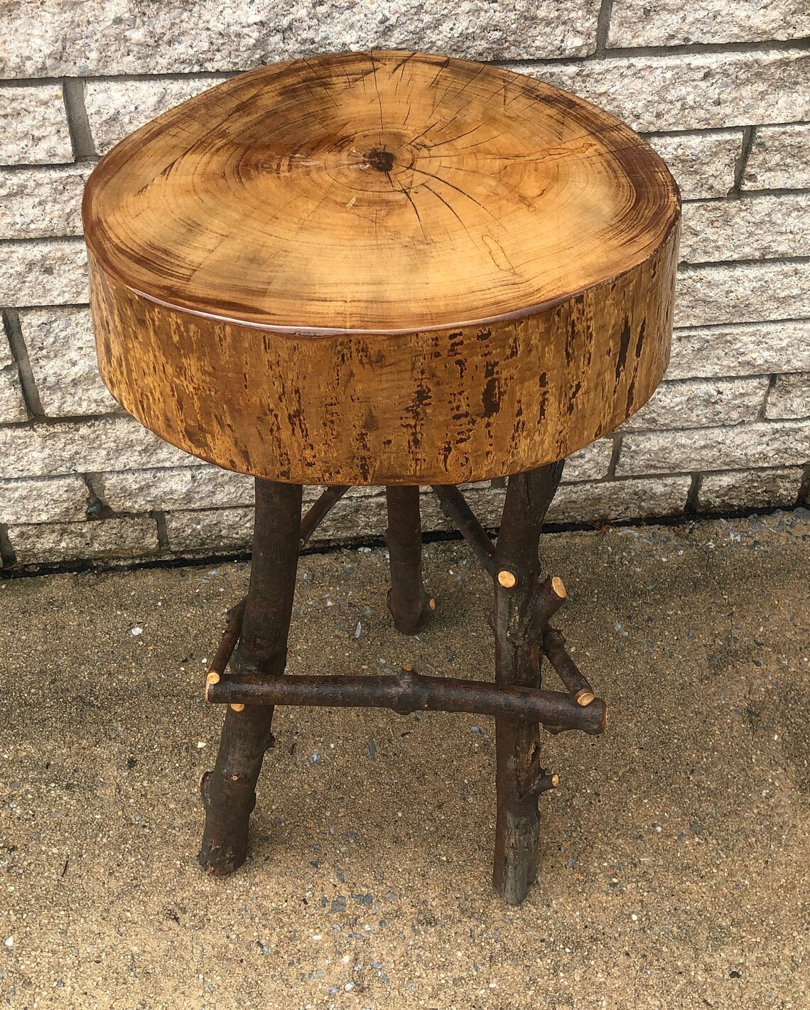Rustic Wood Slab Stool Unique Side Table 3 Leg Stool Rustic - Etsy