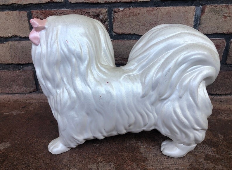 Vintage Large Ceramic Dog Bank White Shih Tzu Figurine - Etsy