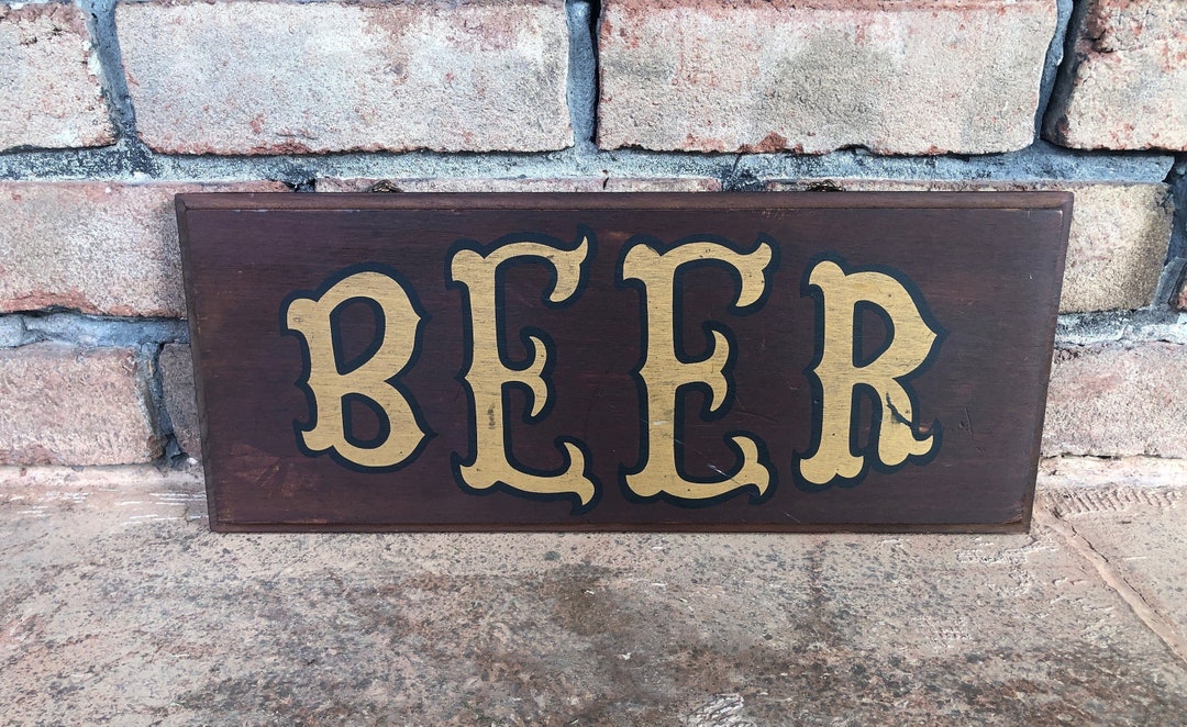 Vintage Beer Sign, Wooden Beer Sign, Rustic Wood Beer Sign, Hanging ...