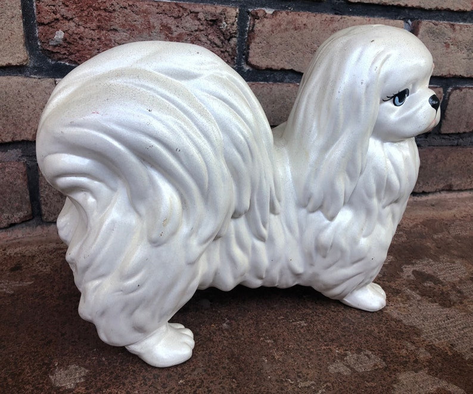 Vintage Large Ceramic Dog Bank White Shih Tzu Figurine - Etsy