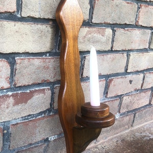 Vintage Curvy Wall Candle Sconces, Set Wood Wall Candleholders, Cottage ...