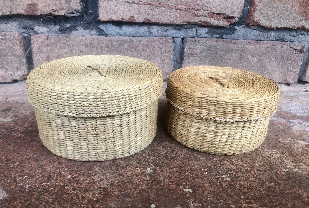 Pair of Vintage Nesting Baskets, Woven Nesting Baskets, Baskets With ...