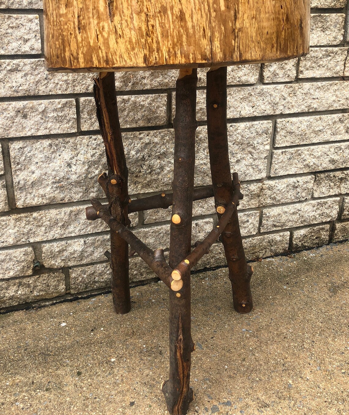 Rustic Wood Slab Stool Unique Side Table 3 Leg Stool Rustic - Etsy