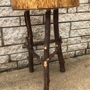 Rustic Wood Slab Stool, Unique Side Table, 3 Leg Stool, Rustic Night ...