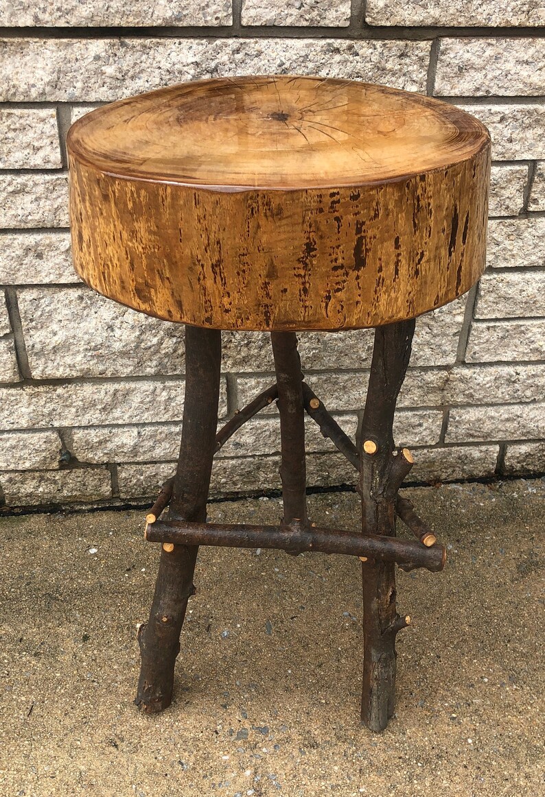 Rustic Wood Slab Stool Unique Side Table 3 Leg Stool Rustic - Etsy