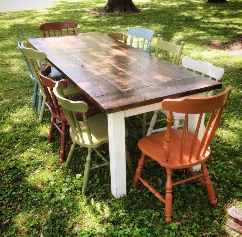 Custom Wood Farm Table Rustic Wood Table Farm House Dining - Etsy