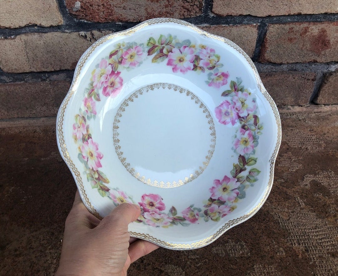 Z.S. and Co Mignon Serving Bowl, Zeh Scherzer Bavaria, Pink and Gold ...