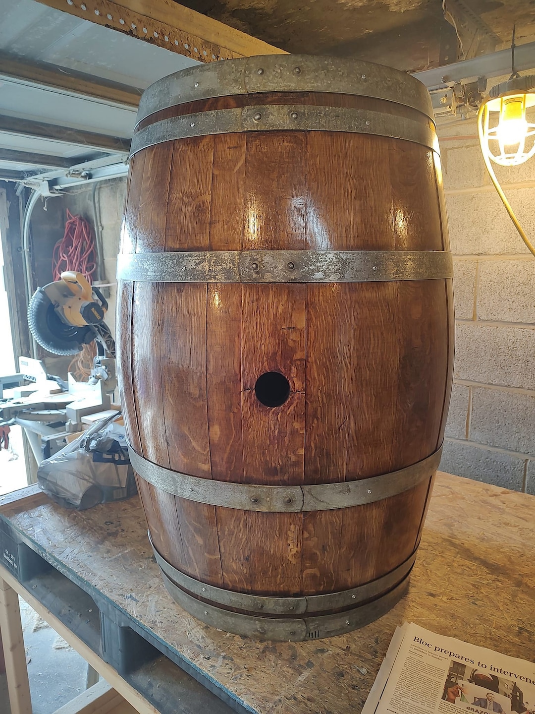 Refinished Oak Wine Barrel, 37 Wine Barrel, Wine Barrel Furniture, Wine ...