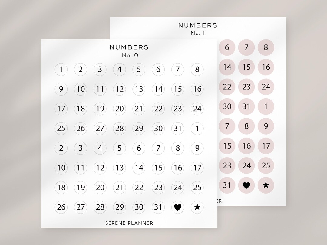 Dot Number Stickers | Number Stickers | Date Stickers | Calendar ...