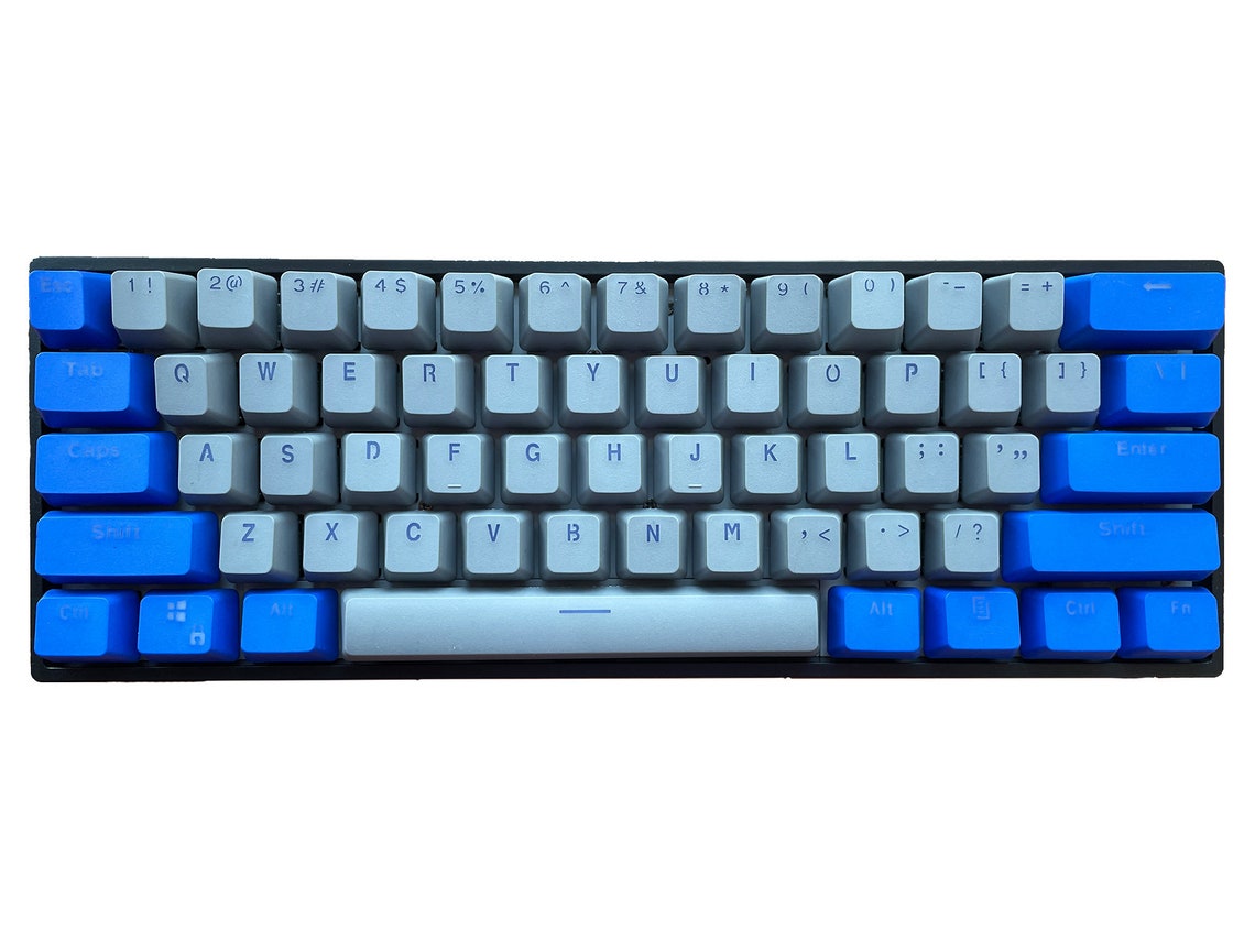 Grey and Blue 60% Mechanical Keyboard RGB | Etsy
