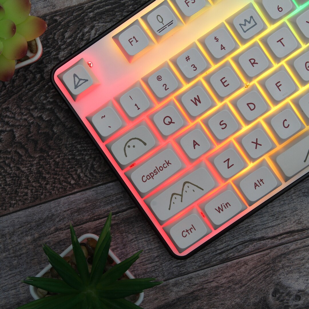 Mechanical Keyboard Keycaps Beige Graffiti for Cherry MX Stem Keyboards ...