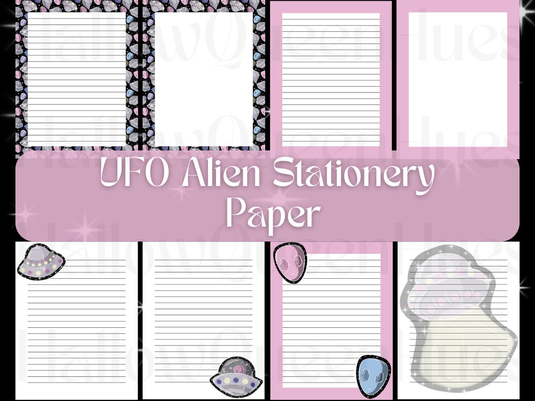 UFO Alien Printable Stationery Bundle Downloadable - Etsy