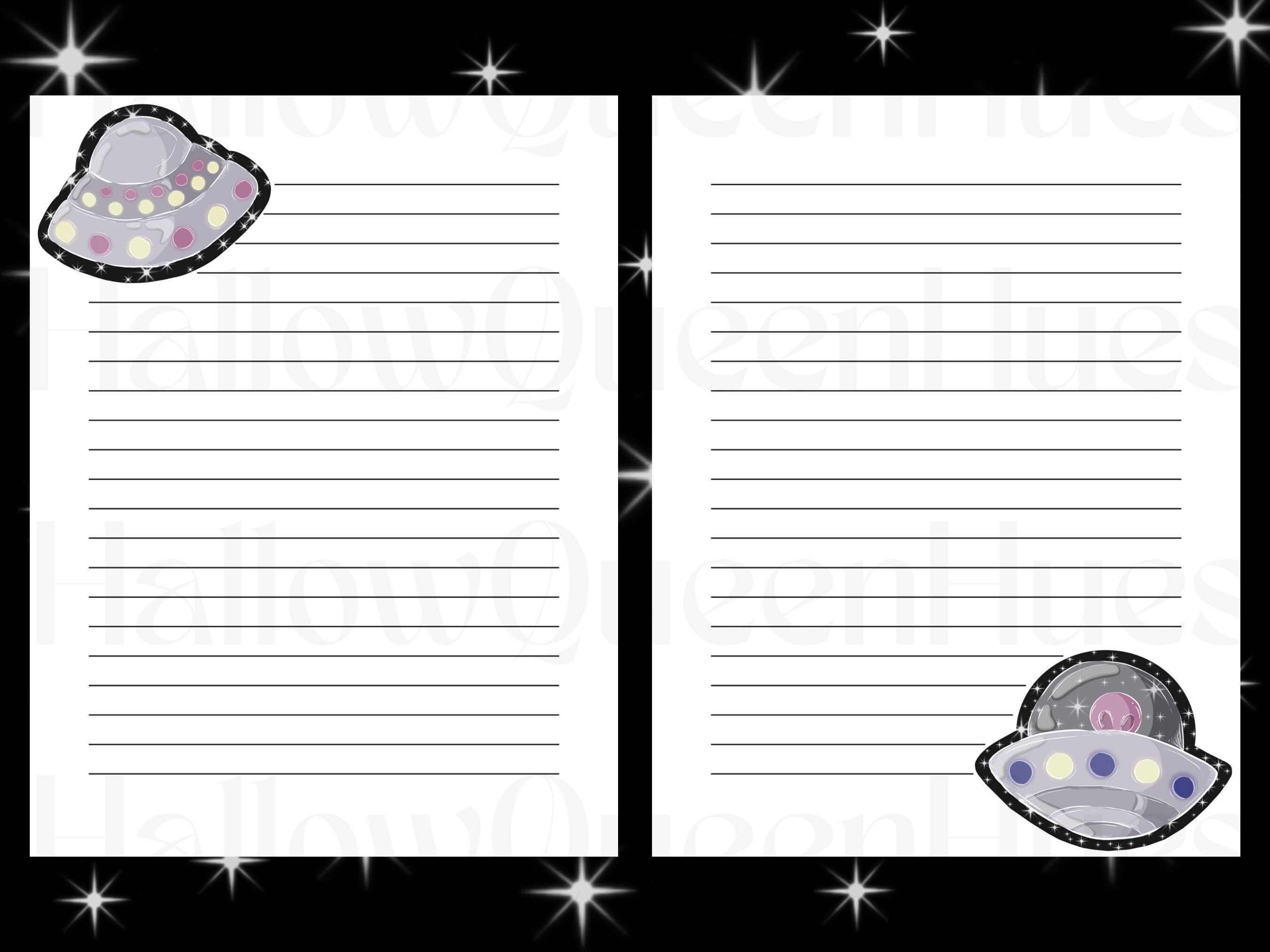 UFO Alien Printable Stationery Bundle Downloadable - Etsy