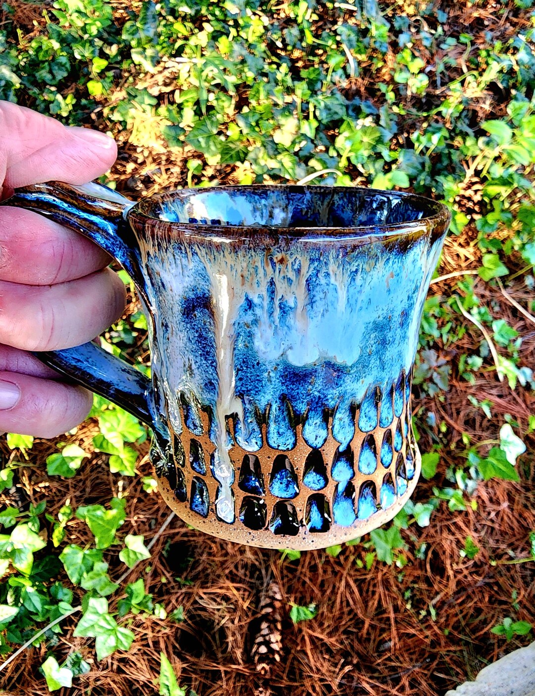 14 Ounce Glazed and Carved Mug - Etsy