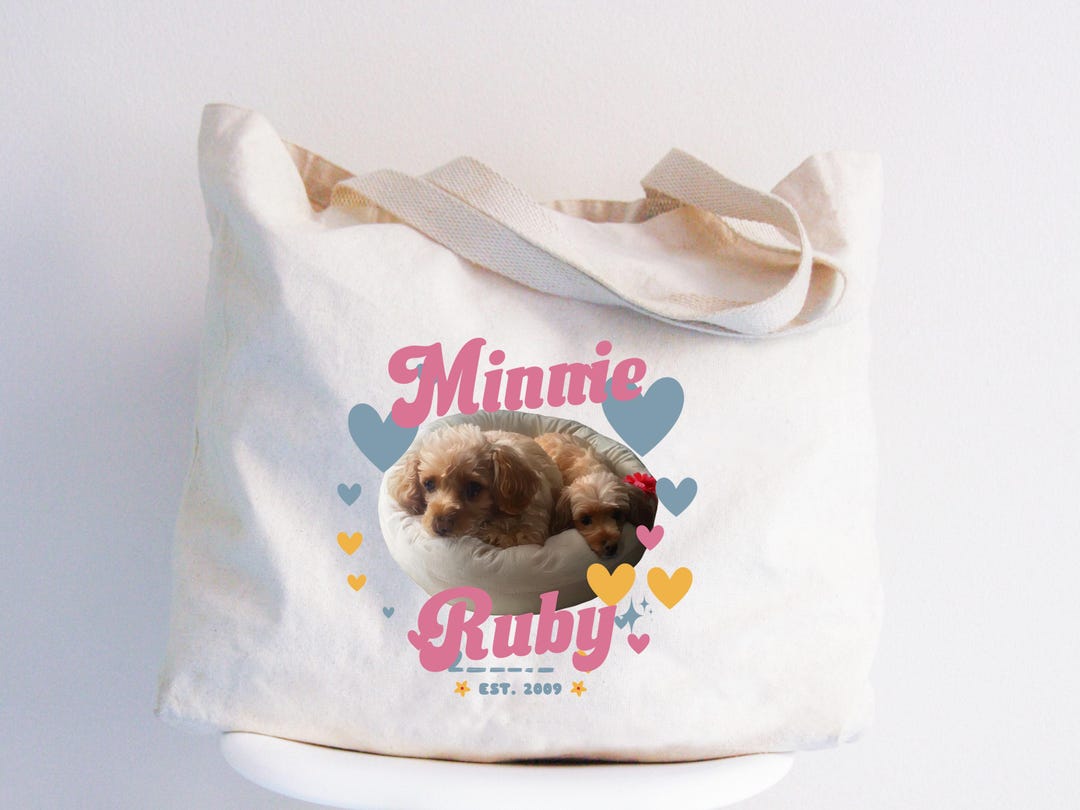 Custom Pet Bag Lovely Style Pet Photo Name Custom Dog Tote Bag ...
