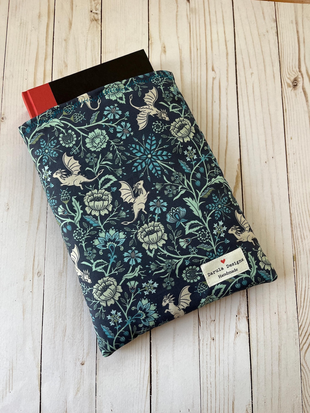 Blue Floral Dragon Booksleeve | Book Sleeve | Book Pouch | Book Cover ...