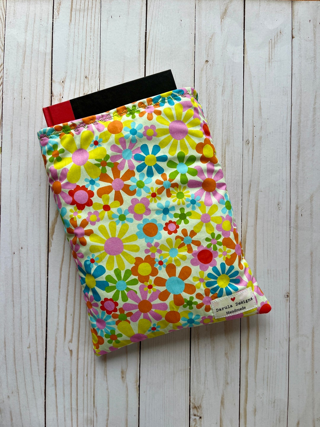 Retro Floral Booksleeve Book Sleeve Book Pouch Book Cover Padded Book ...