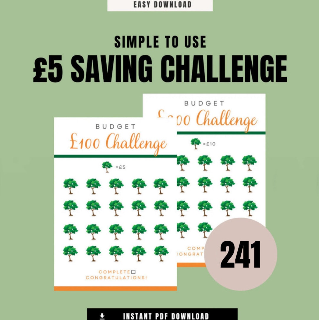 5 Pound Saving Challenge UK Saving Challenge Printable A4 Money Savings ...