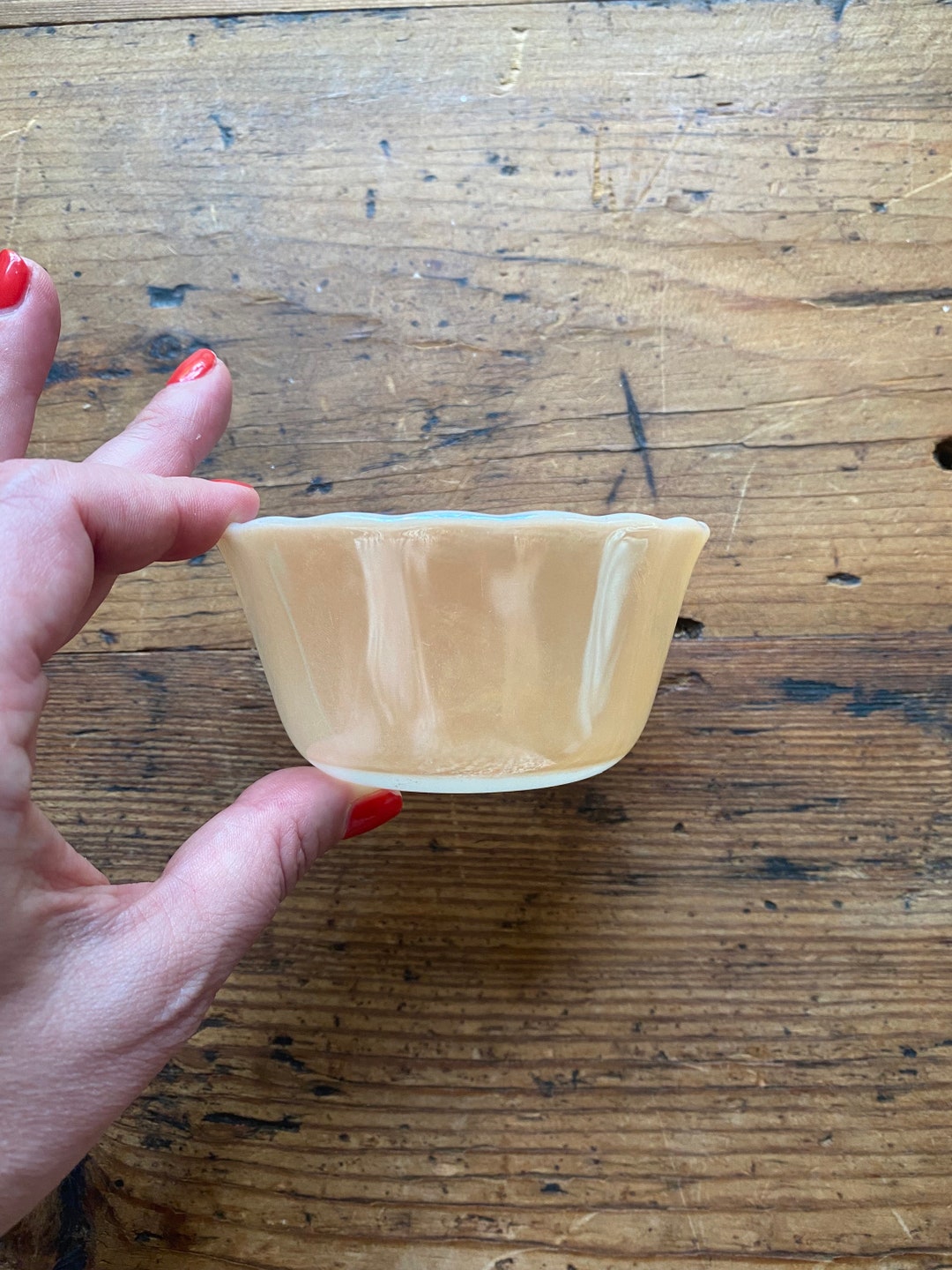 Fire King Lusterware Custard Cup Anchor Hocking Peach Lustre Copper ...