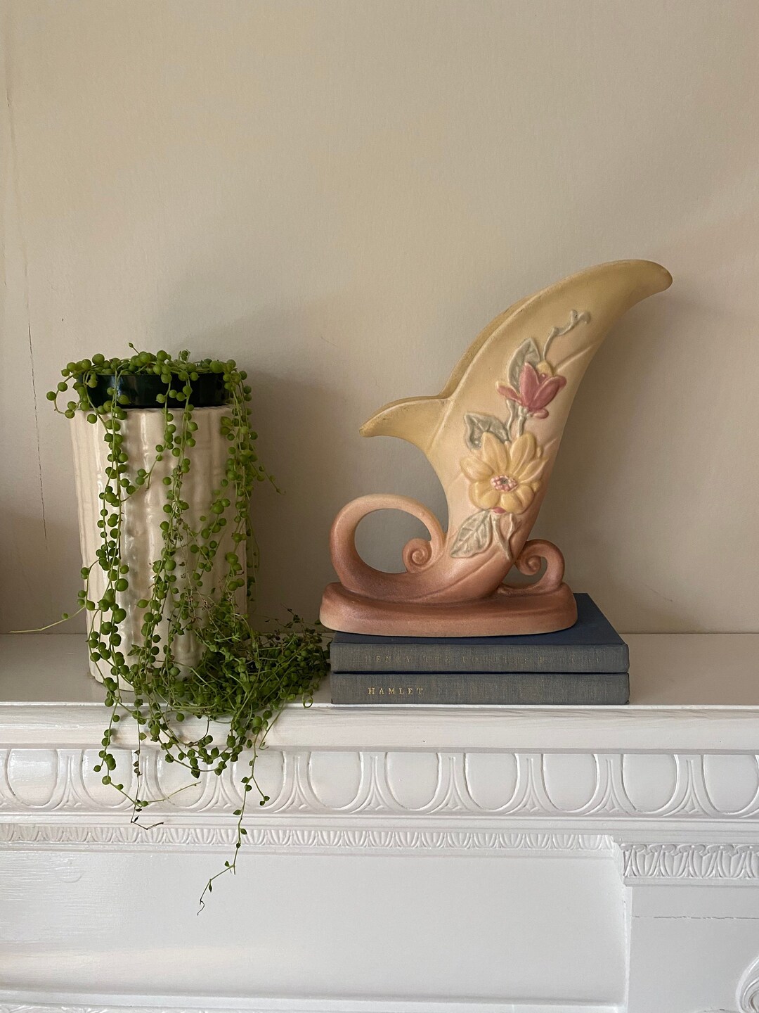 Midcentury Hull Art Pottery Magnolia Cornucopia Vase 1940s Vintage ...