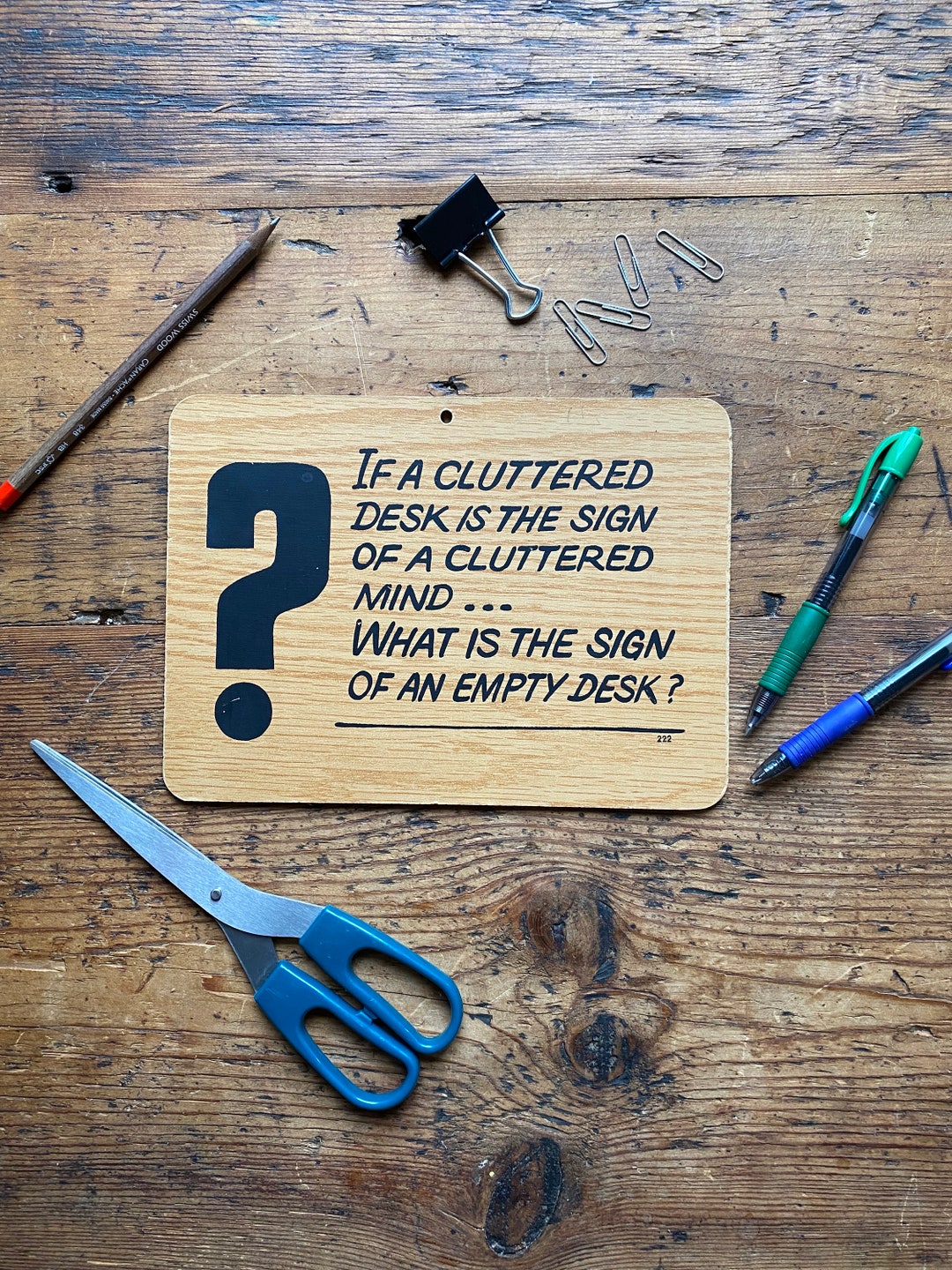 Vintage Novelty Office Sign Cluttered Desk Funny Sign - Etsy