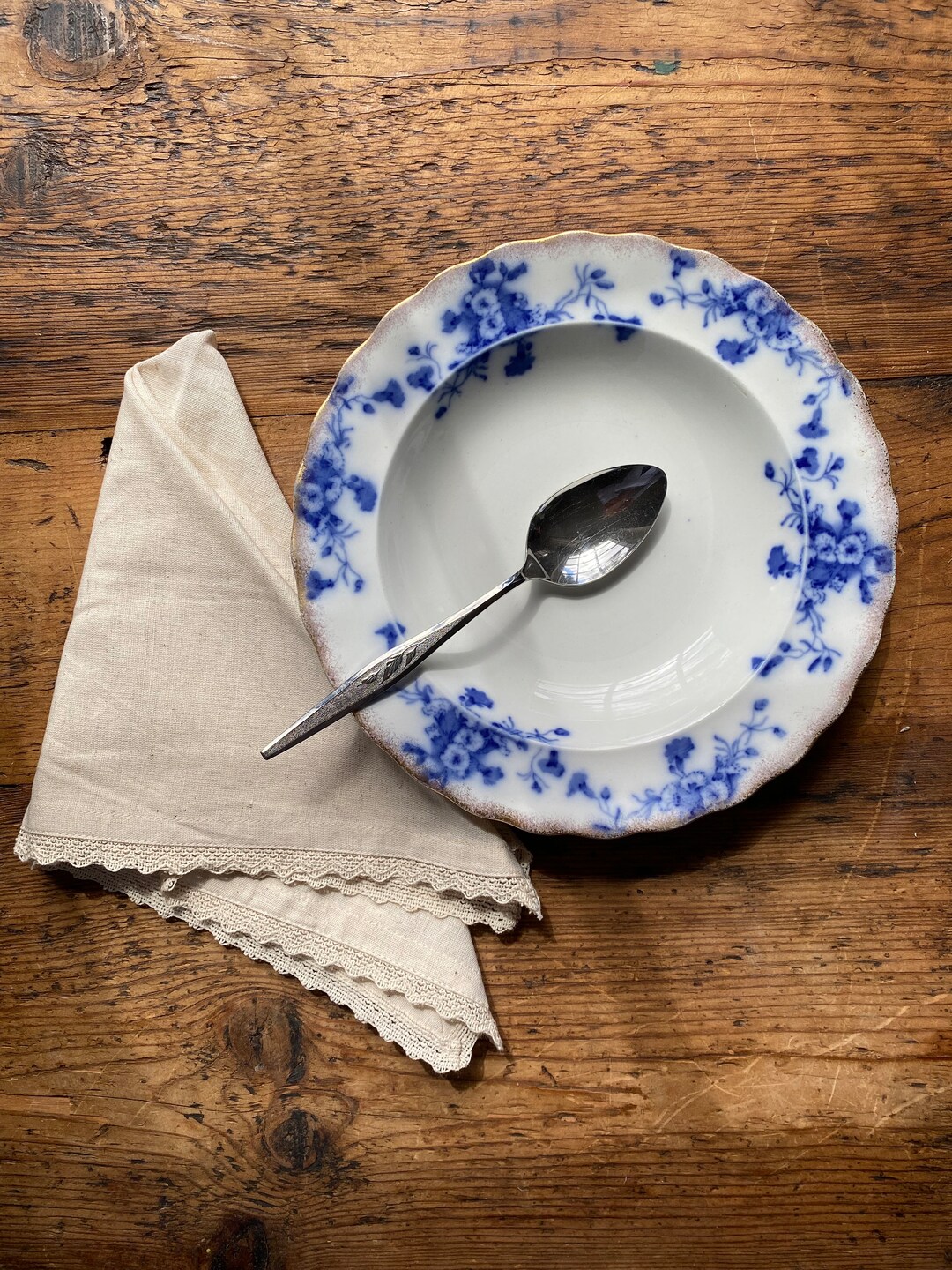 Furnivals Carnation Flow Blue Serving Bowl Dish Antique 1800s ...