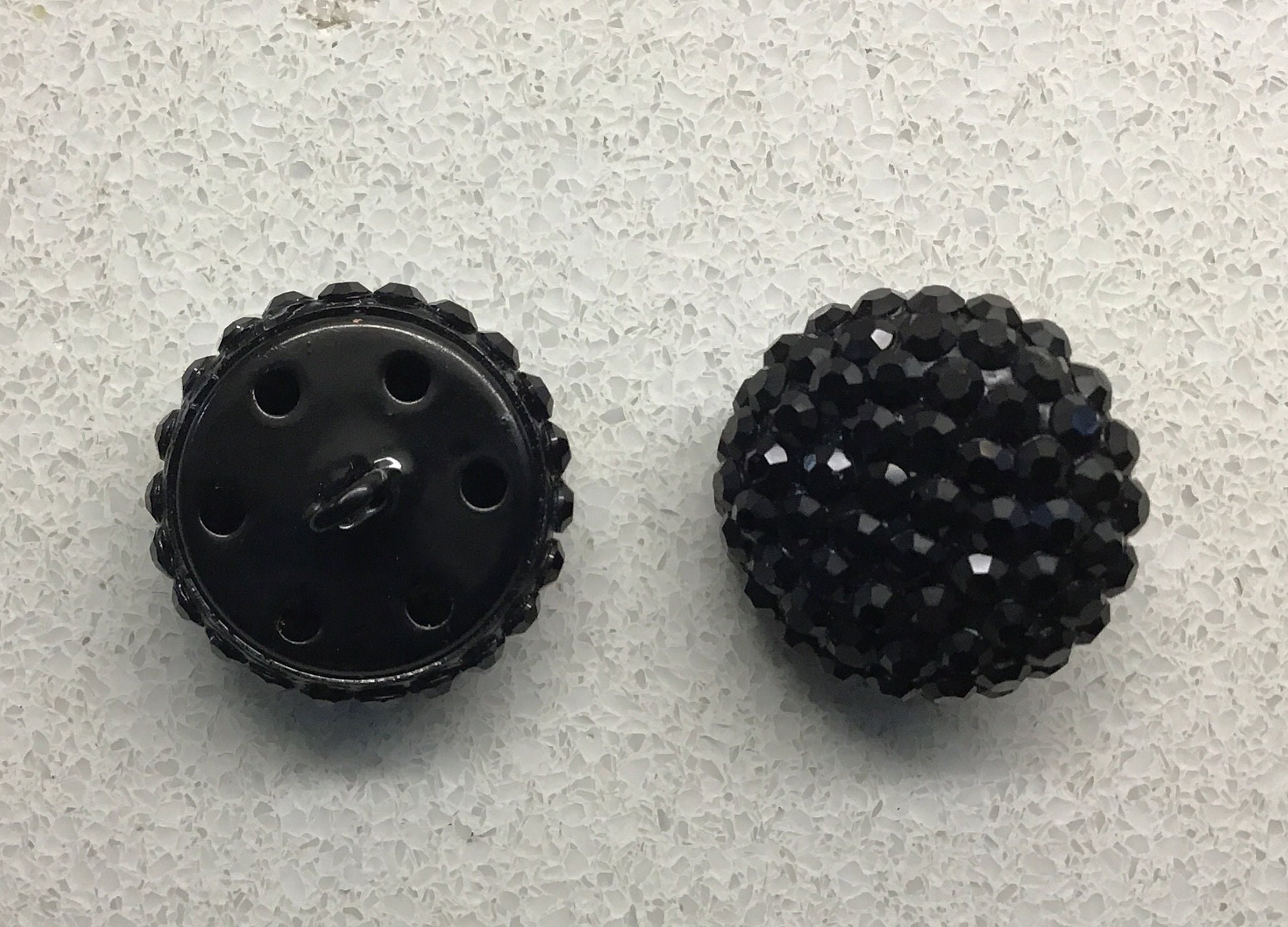Black Jet Dots Button - Etsy