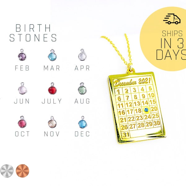 Calendar Necklace - Etsy