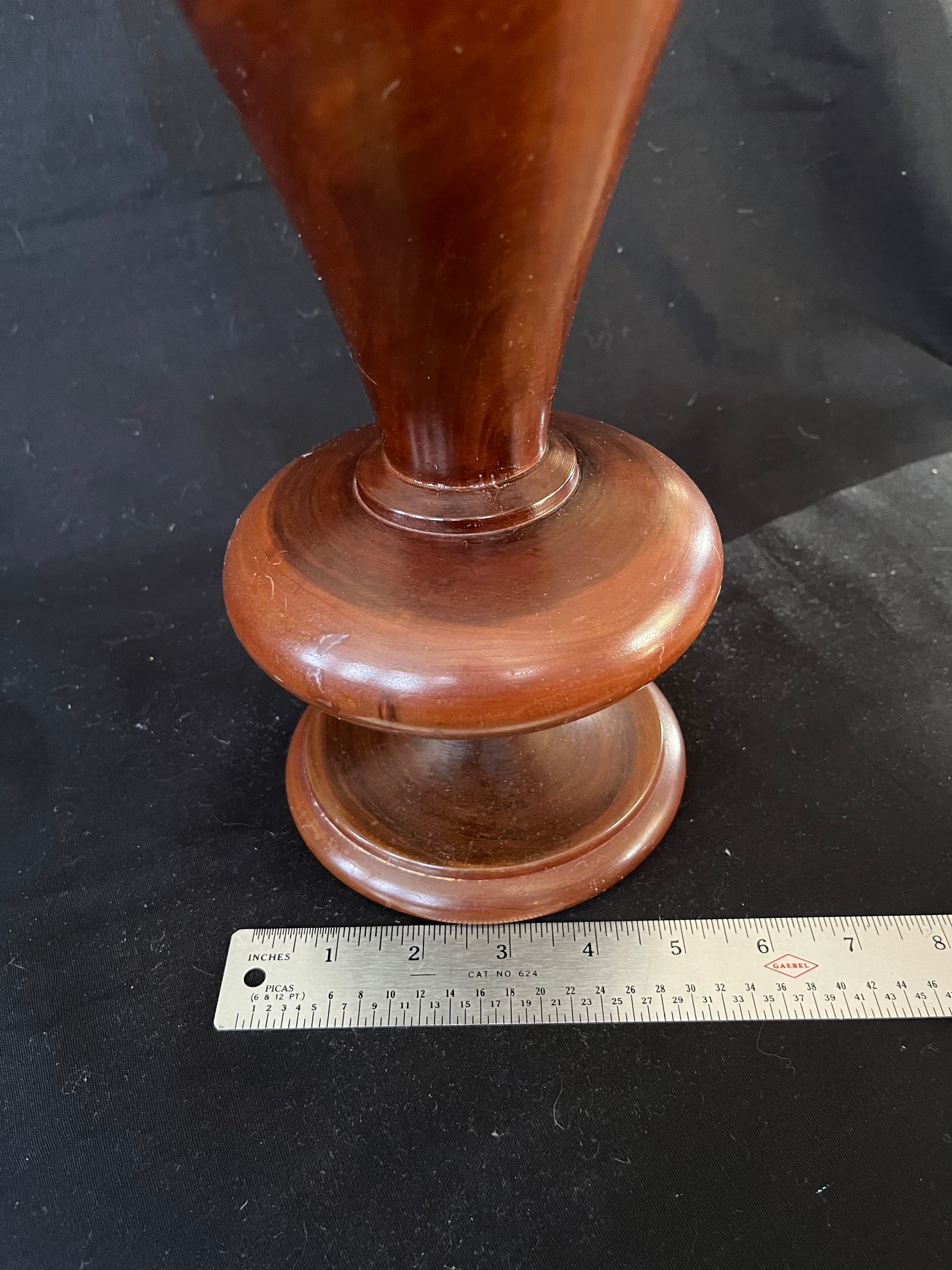 Wooden-brown-vintage-mcm-solid 11” Vase, Table/mantel/decorative Vase ...