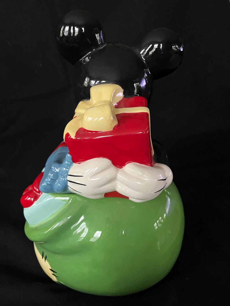 DISNEY Cookie Jar-mickey Mouse W/christmas Gift Bag + Presents-jcpenney ...